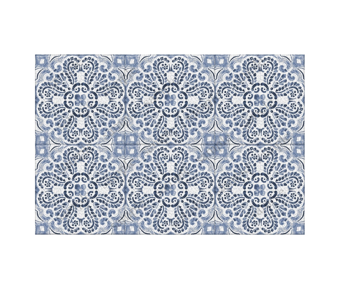 Blue Decorative Medallion Ceramic Tile - Decorative Vintage Design ...