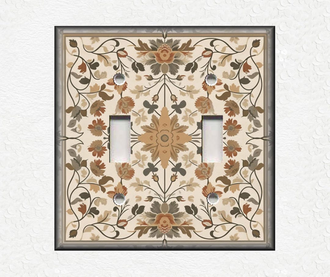 Neutral Colors Floral Design Metal Light Switch Plate Covers and Outlet ...