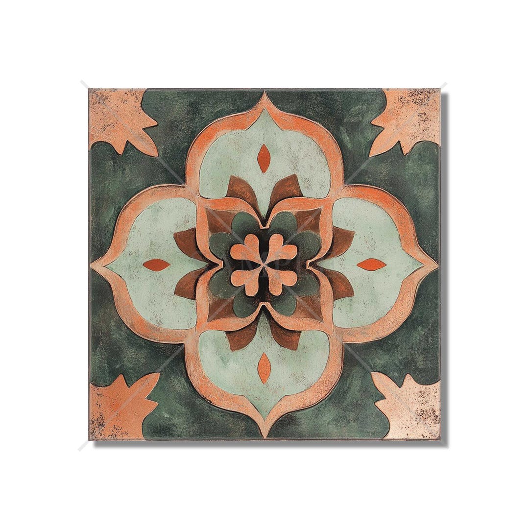 Aged Green Copper Ceramic Tile - Vintage Aged Design Tile - Unique ...