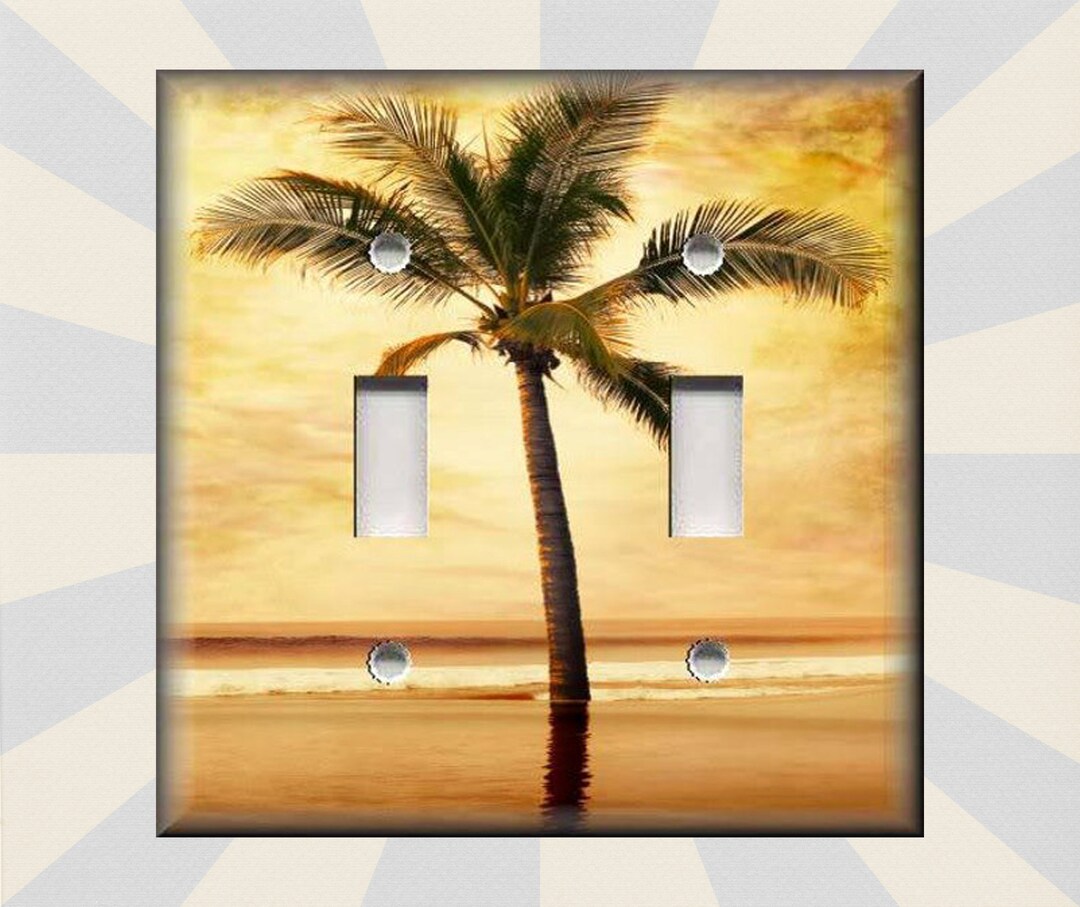 Tropical Palm Tree Switch Plate Metal Beach Light Switch Cover Coastal ...
