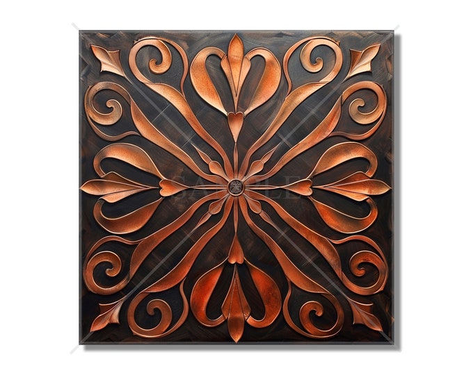 Hammered Copper Tile - Medallion Design - 1-10x10 Hand Hammered Copper ...
