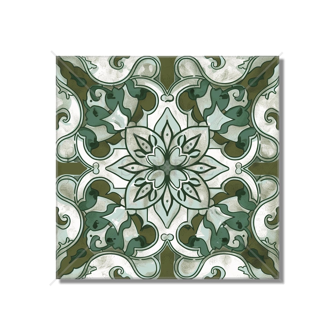 Green and Beige Ceramic Tile - Backsplash Tile Decorative Green Tile ...