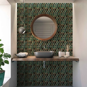 Green Copper Ceramic Tile Moroccan Kitchen Backsplash Tile - Bathroom ...
