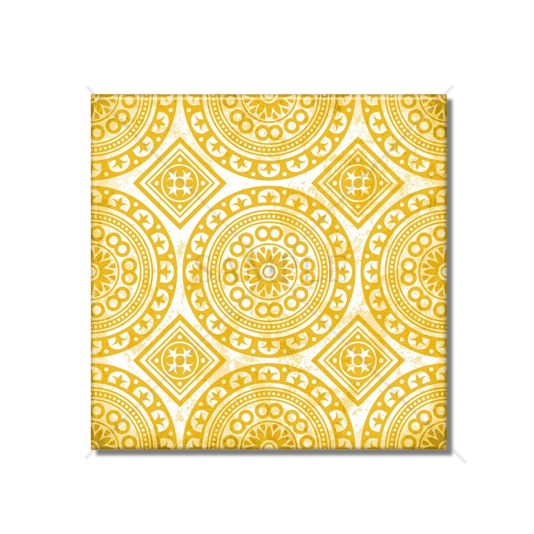 Yellow Gold Decorative Patterned Ceramic Tile - Vintage Tile Kitchen ...
