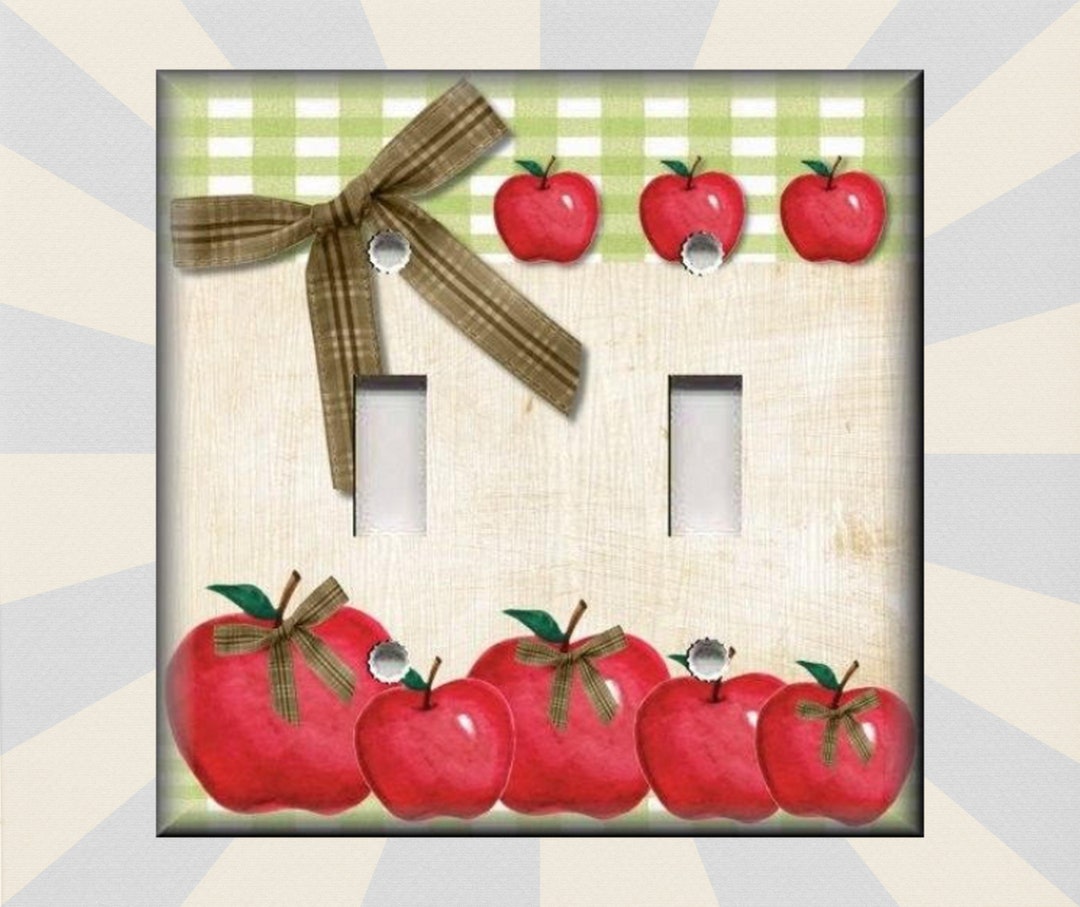 Metal Light Switch Plate Cover Country Kitchen Apples Home Decor Apple ...