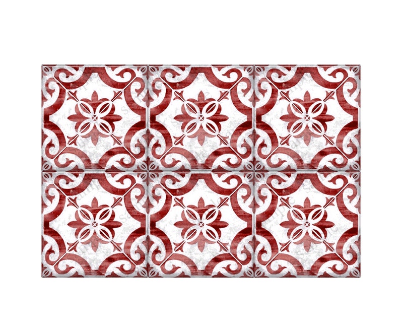 Red Decorative Ceramic Tile - Vintage Moroccan Design Ceramic Red ...