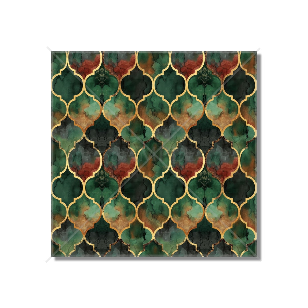 Green Copper Ceramic Tile Moroccan Kitchen Backsplash Tile - Bathroom ...