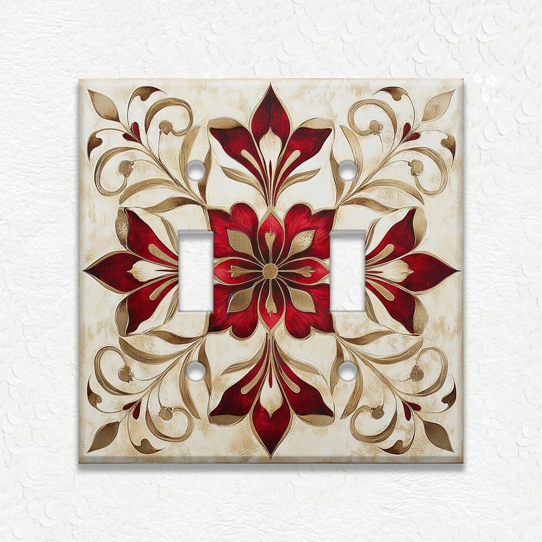 Antique Red Metal Switch Plate and Outlet Covers Unique Light Switch ...