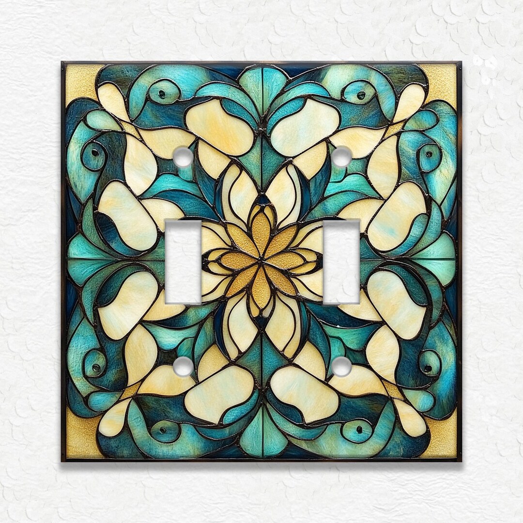 Teal Art Nouveau Design Unique Light Switch Plate Covers and Outlet ...
