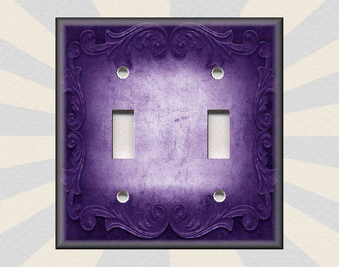 Ornate Frame Design Dark Purple - Metal Light Switch Plate Cover ...