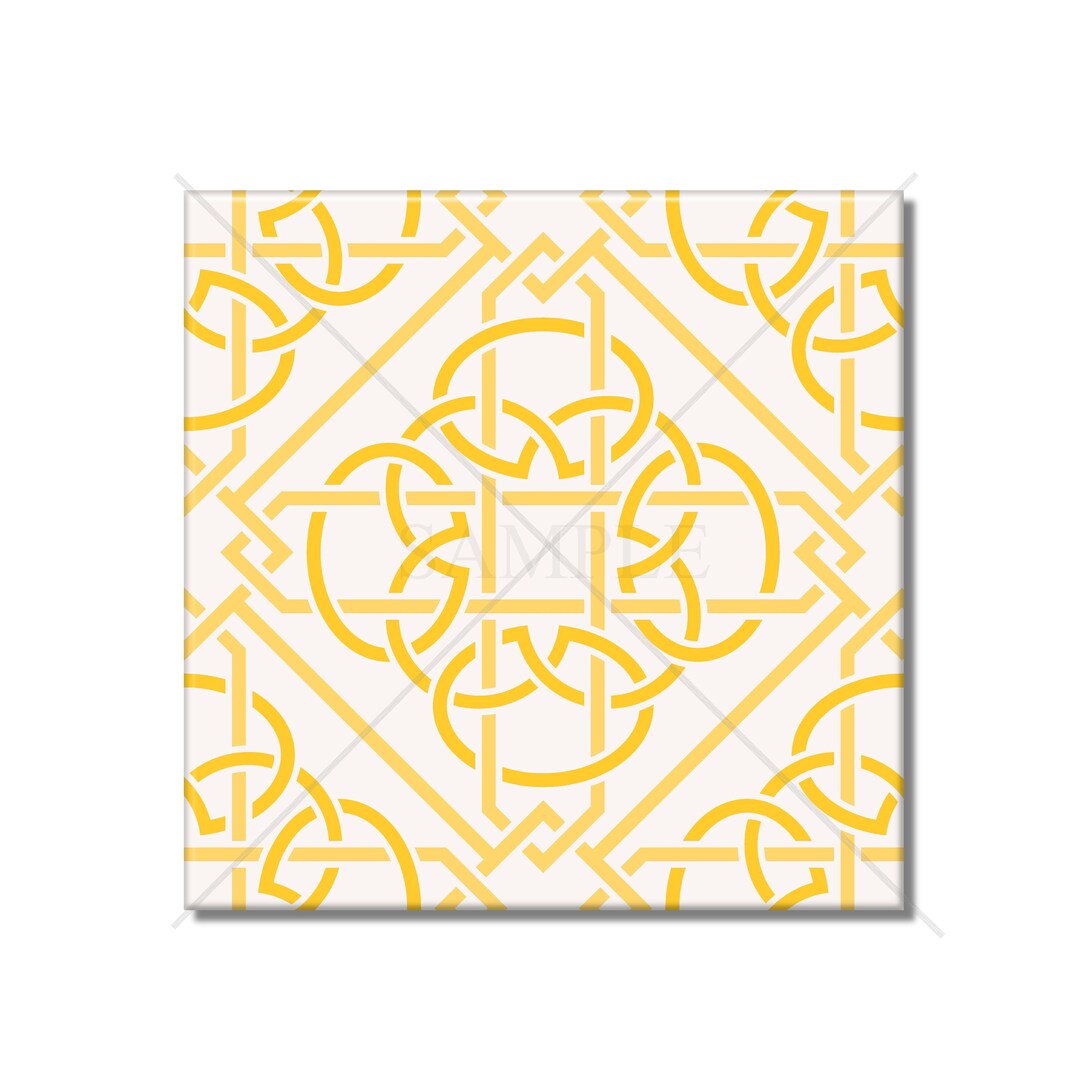 Yellow Celtic Knot Ceramic Tile - Celtic Design Ceramic Tile Kitchen ...