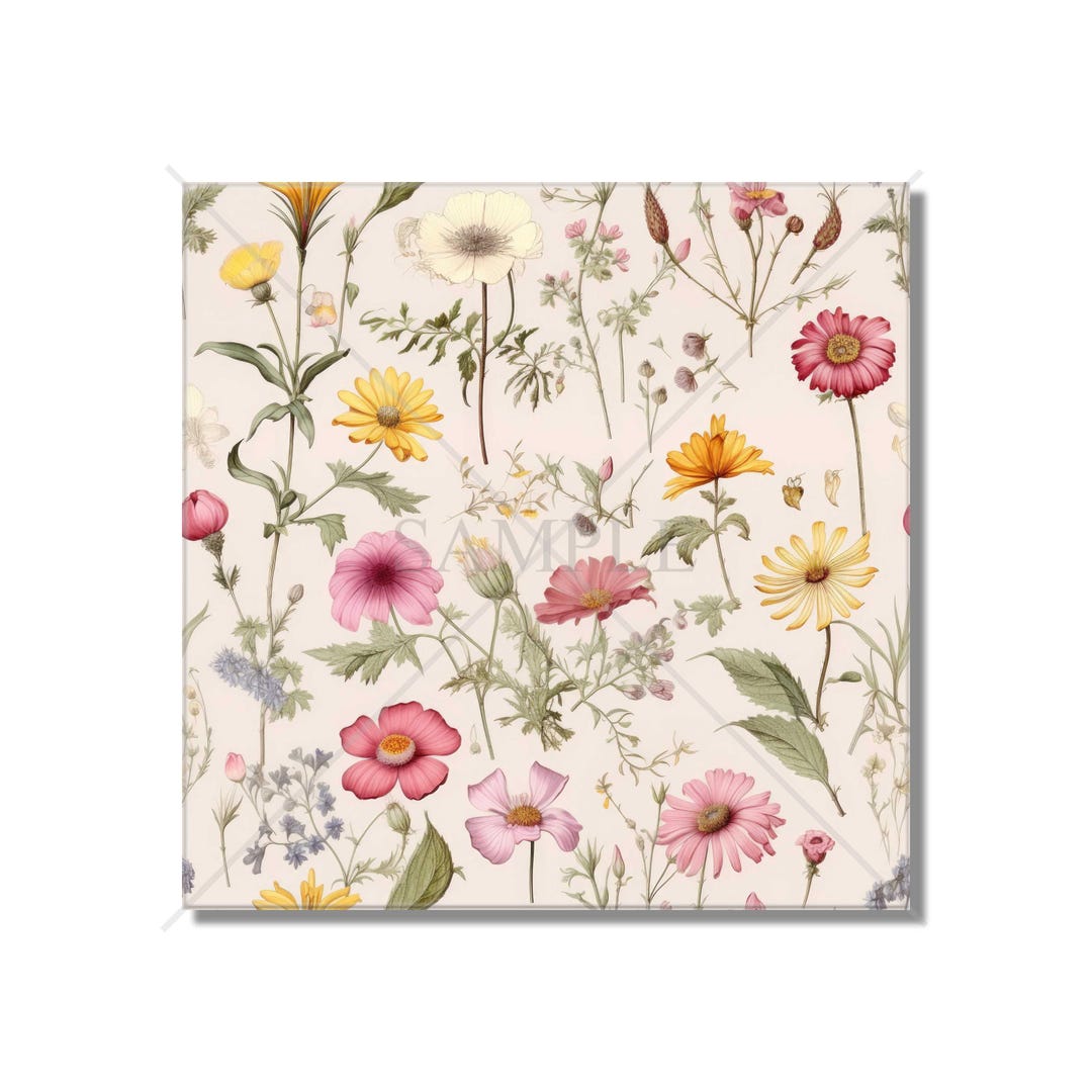 Botanical Floral Ceramic Tile - Kitchen Backsplash Tile - Bathroom Tile ...