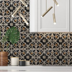 Rustic Black and Tan Ceramic Tile - Patterned Tile Backsplash - Kitchen ...
