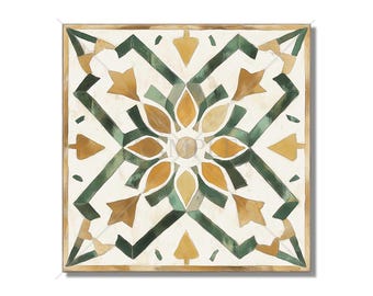 Green Tan Beige Ceramic Tile Vintage Aged Moroccan Tile Design ...