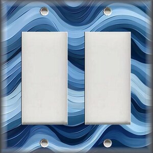 Wavy Navy Blue Abstract Art Design - Metal Light Switch Plate Covers ...