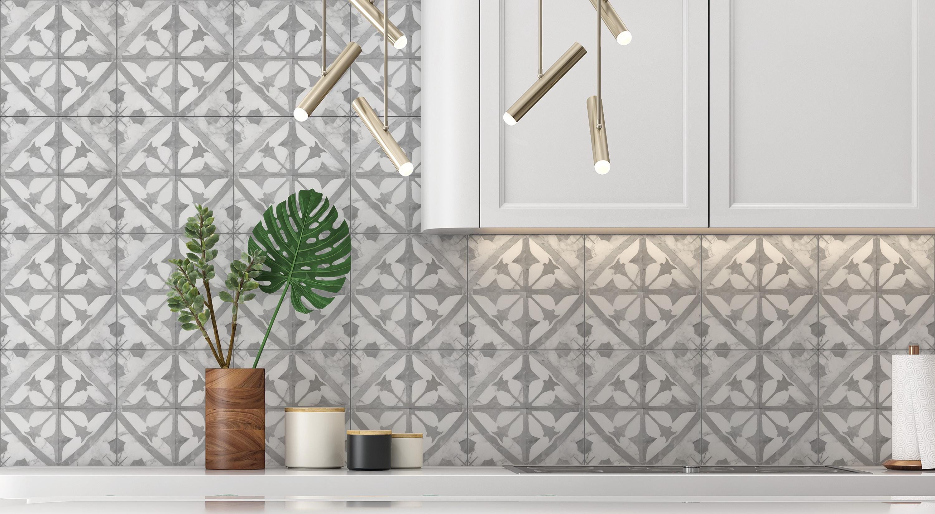 Gray and White Ceramic Tile - Backsplash Tile Decorative Grey Tile ...