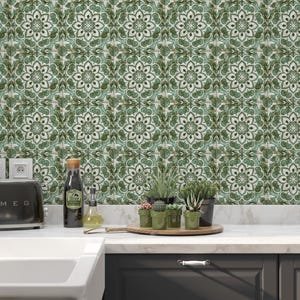 Green and Beige Ceramic Tile - Backsplash Tile Decorative Green Tile ...