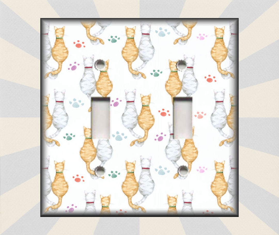 Cat Switch Cover - Home Decor Cats Design - Metal Light Switch Plate ...