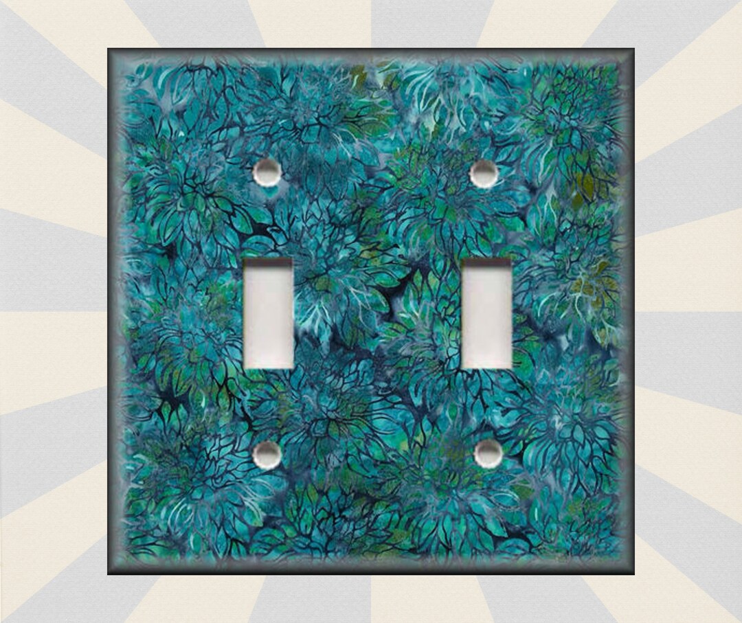 Batik Floral Pattern Teal Home Decor - Metal Switch Plate Covers ...