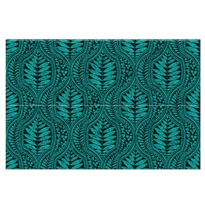 Turquoise Botanical Leaf Pattern Ceramic Tile - Leaf Design Ceramic ...