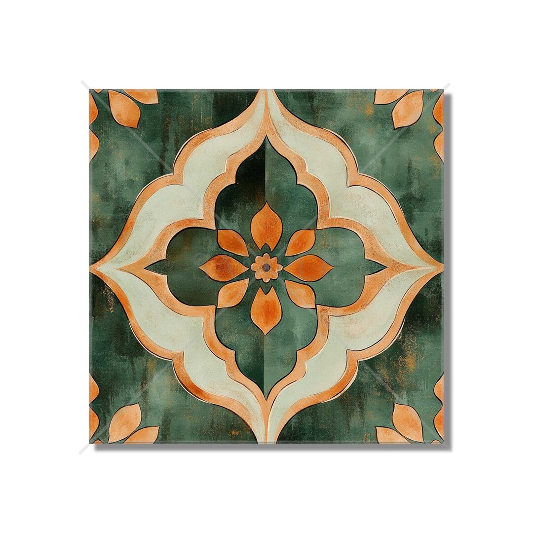 Green Copper Ceramic Tile - Vintage Aged Design Tile - Unique Green ...