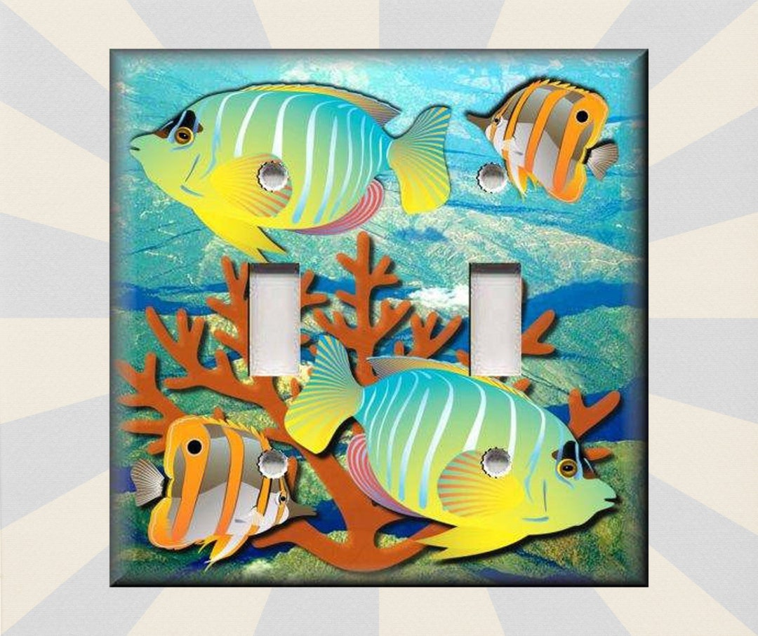 Colorful Tropical Fish Light Switch Plate Covers - Metal Light Switch ...