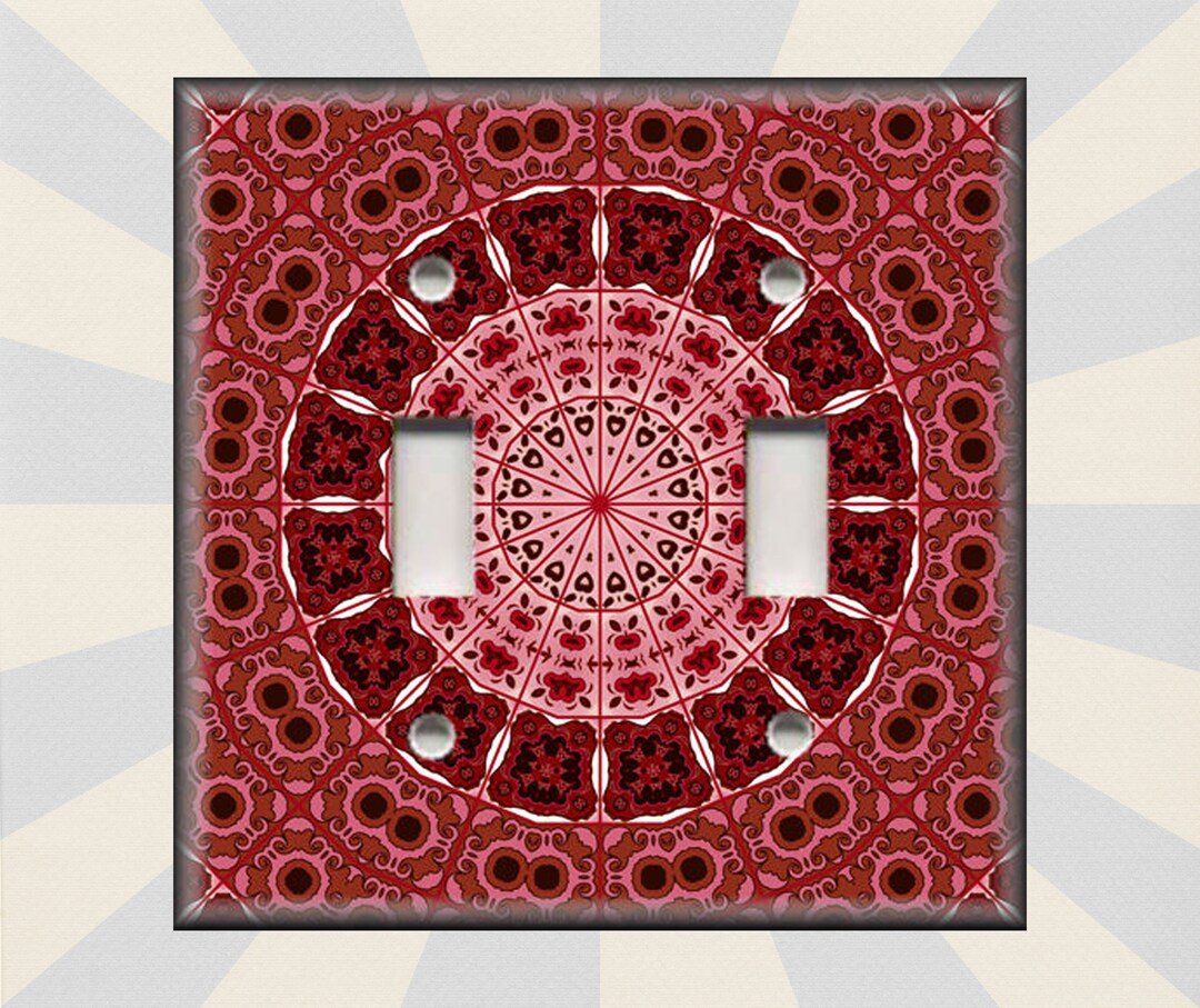 Red Moroccan Tile Design Metal Light Switch Cover - Red Home Decor ...