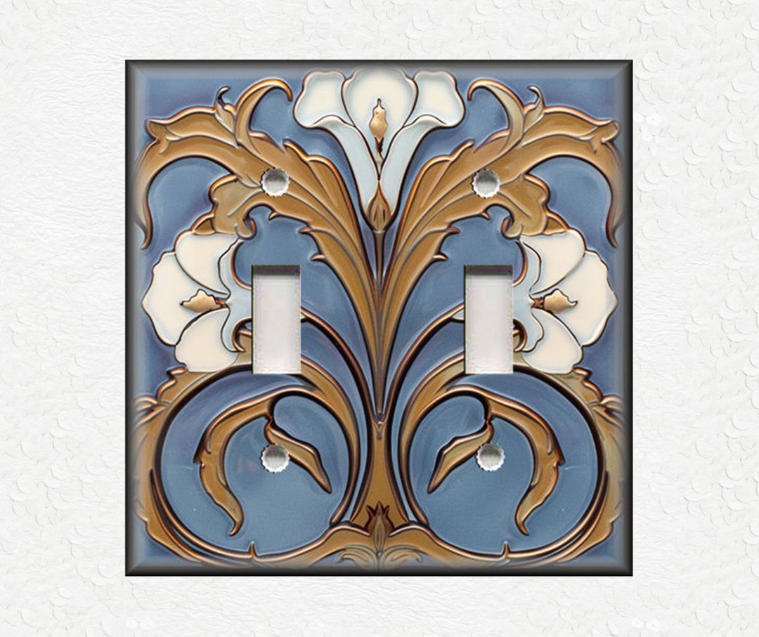 Blue Grey Metal Switch Plate Covers and Outlet Covers Unique Light ...