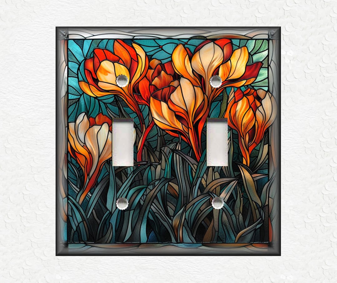 Stained Glass Floral Design Switch Plate Covers and Outlet Covers ...