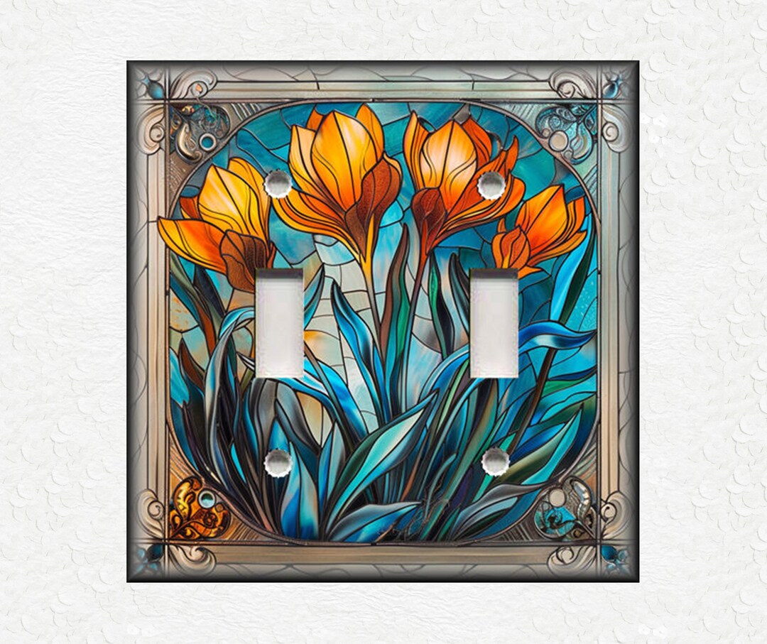 Red Orange Floral Switch Plate Covers and Outlet Covers - Unique Light ...