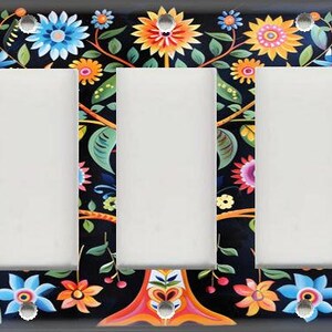 Folk Art Tree Design Metal Light Switch Plate Covers and Outlet Covers ...