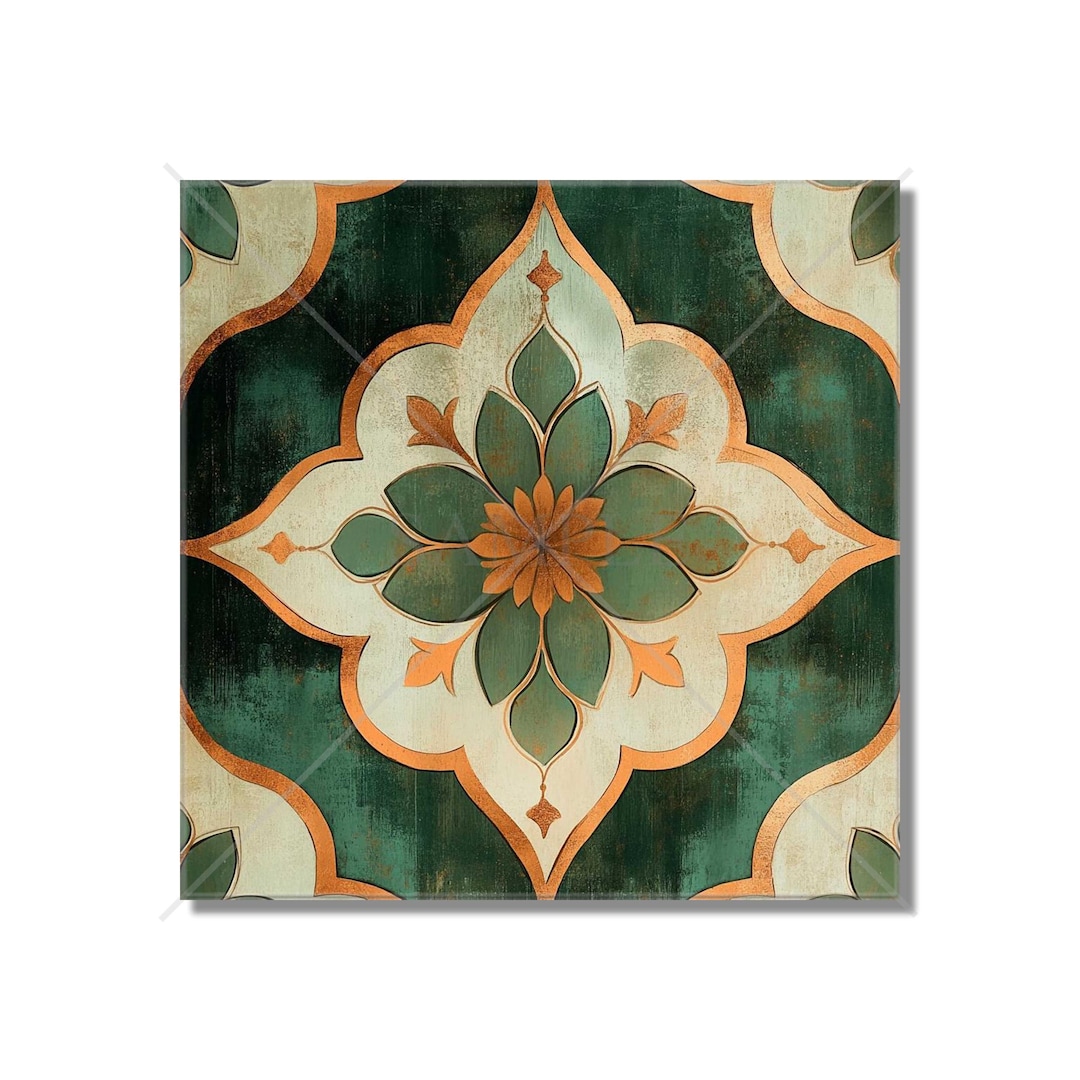 Green Copper Ceramic Tile - Vintage Aged Design Tile - Unique Green ...
