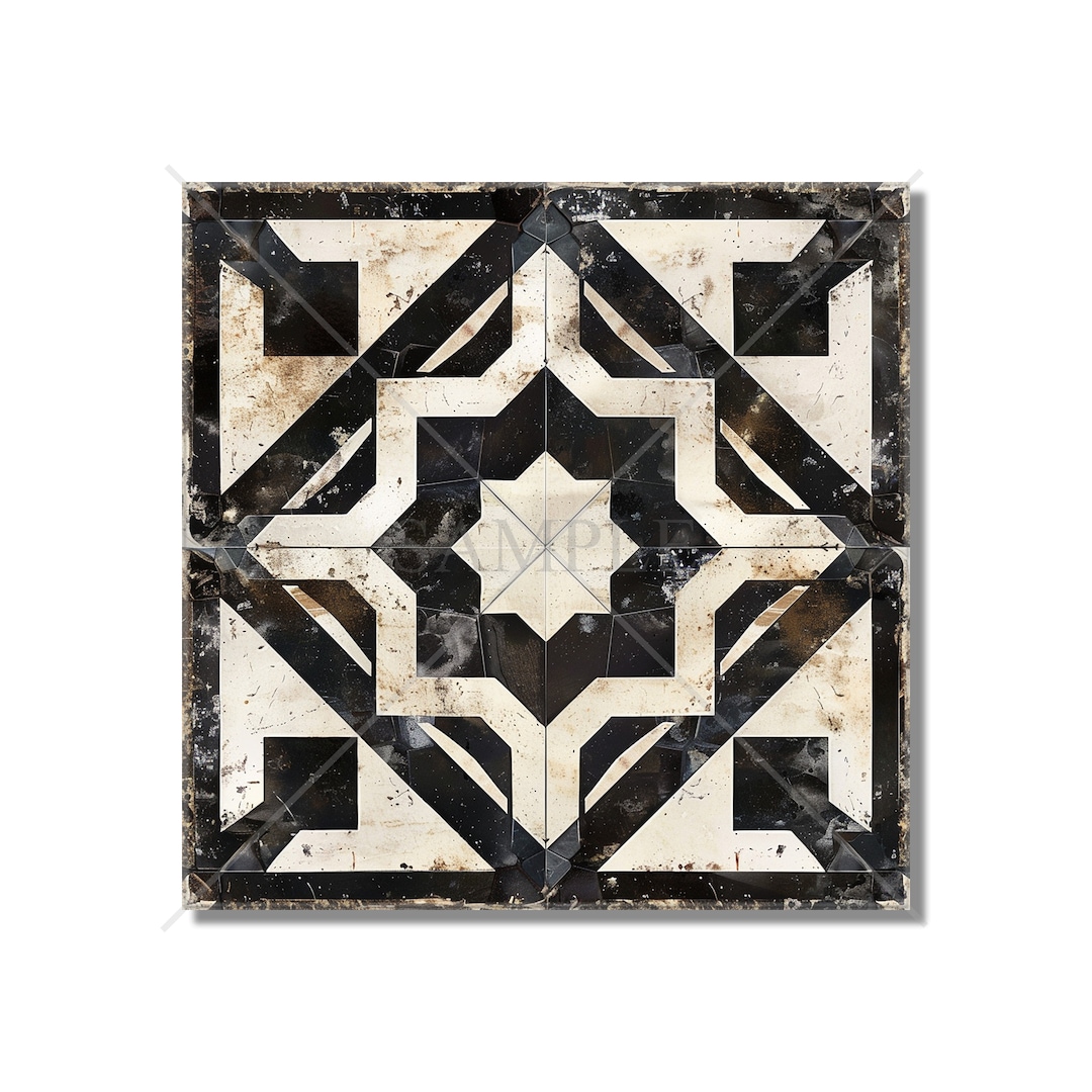Rustic Black and White Ceramic Tile - Patterned Tile Backsplash ...