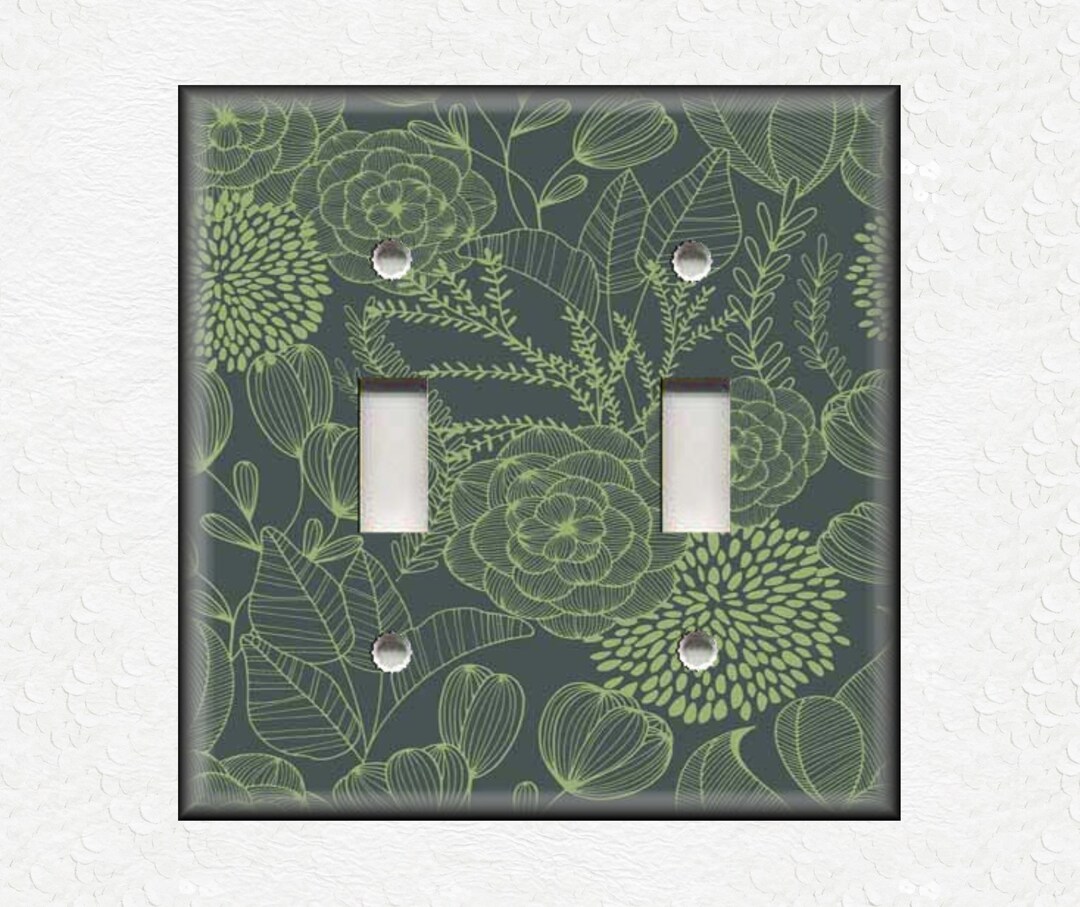 Green and Black Floral Switch Plate Cover - Decorative Matching Switch ...