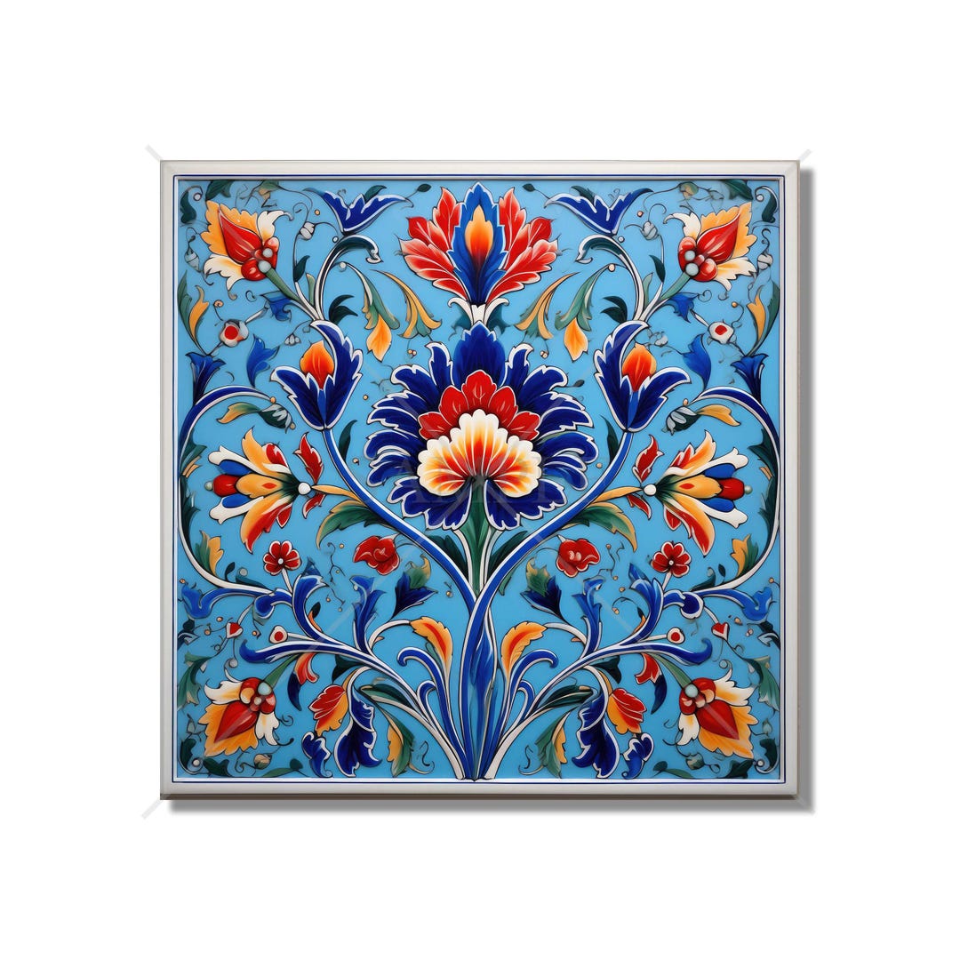 Blue and Red Ceramic Tile Turkish Design Kitchen Backsplash Tile ...