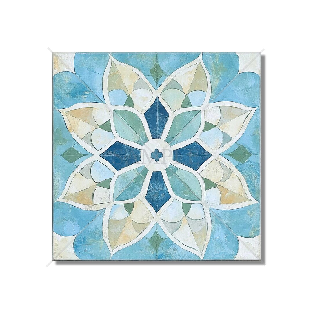 Sky Blue off White Antique Design Ceramic Tile - Kitchen Tile Blue ...