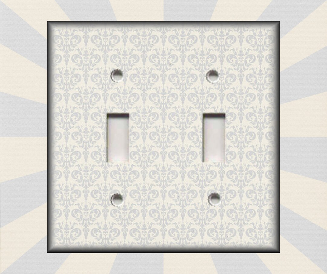 Grey and Cream Vintage Damask Home Decor - Metal Switch Plate Covers ...