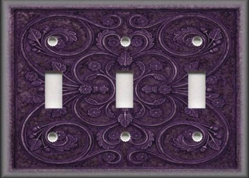 French Pattern Design Purple Decor French Decor - Metal Light Switch ...