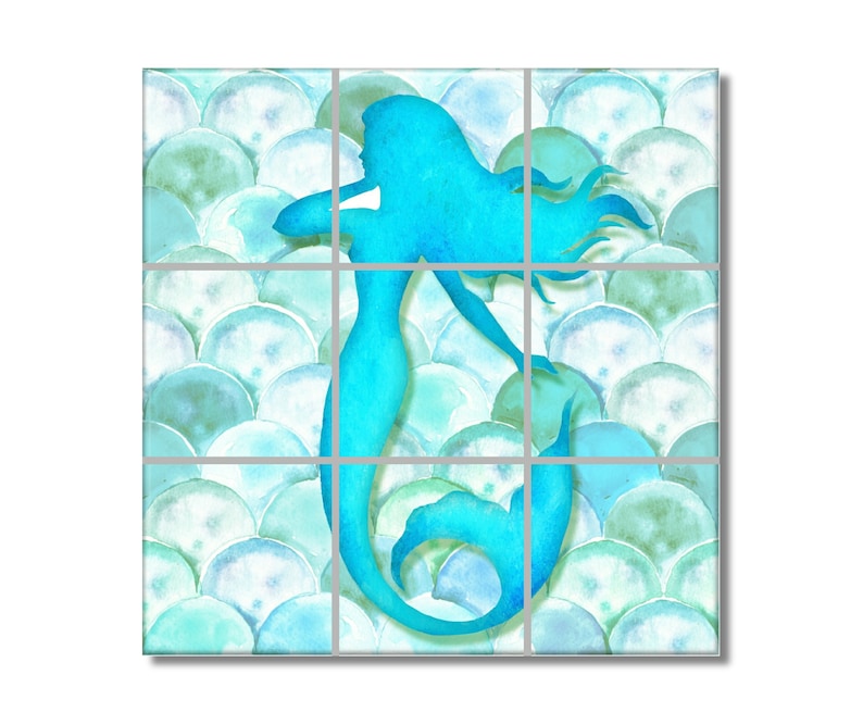 Ceramic Tile Mural Tile Mural Beach Mermaid Art Design Tile - Etsy