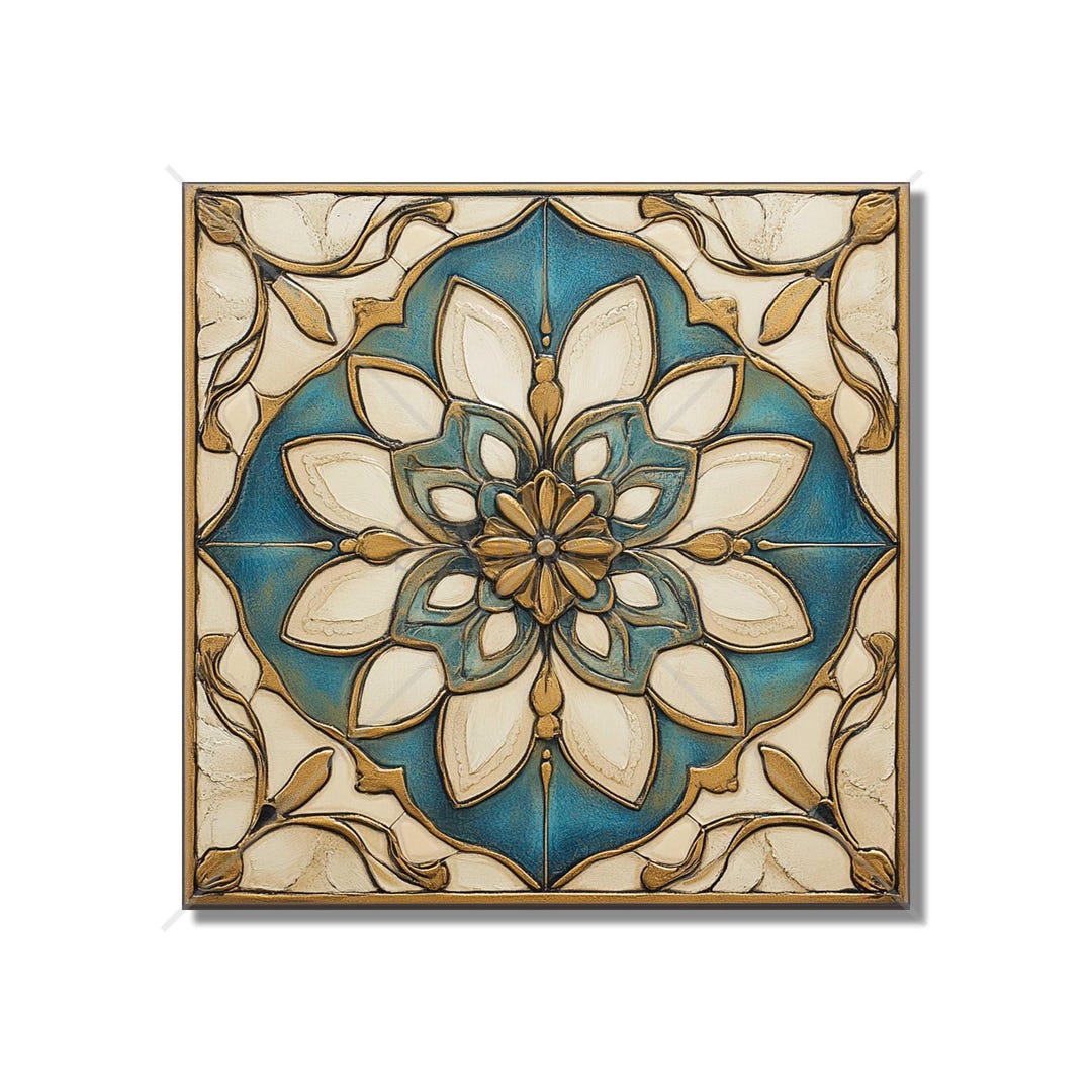 Teal Vintage Design Ceramic Tile Kitchen Backsplash Tile - Bathroom ...