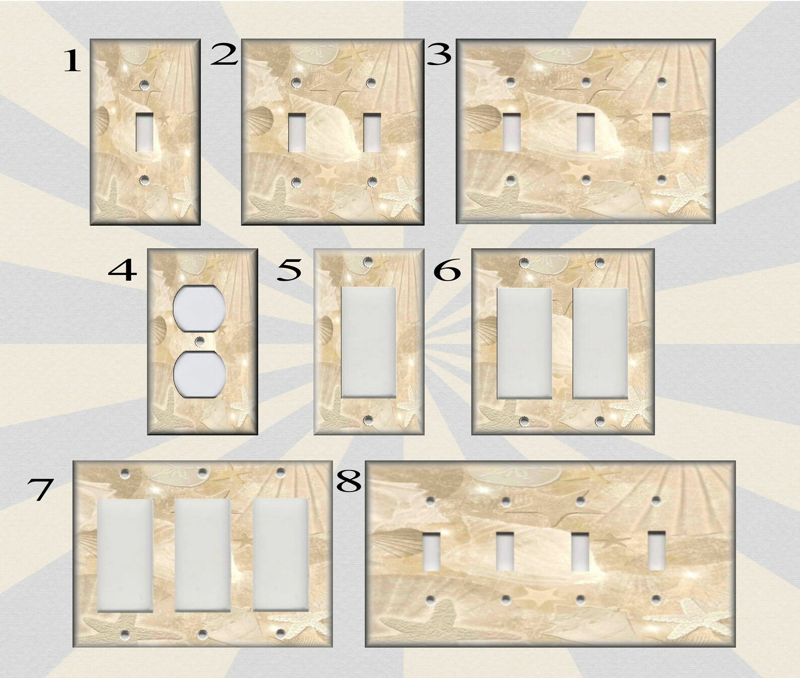 Beach Switch Plates Outlet Covers - Tranquil Beach Shells Coastal Home ...