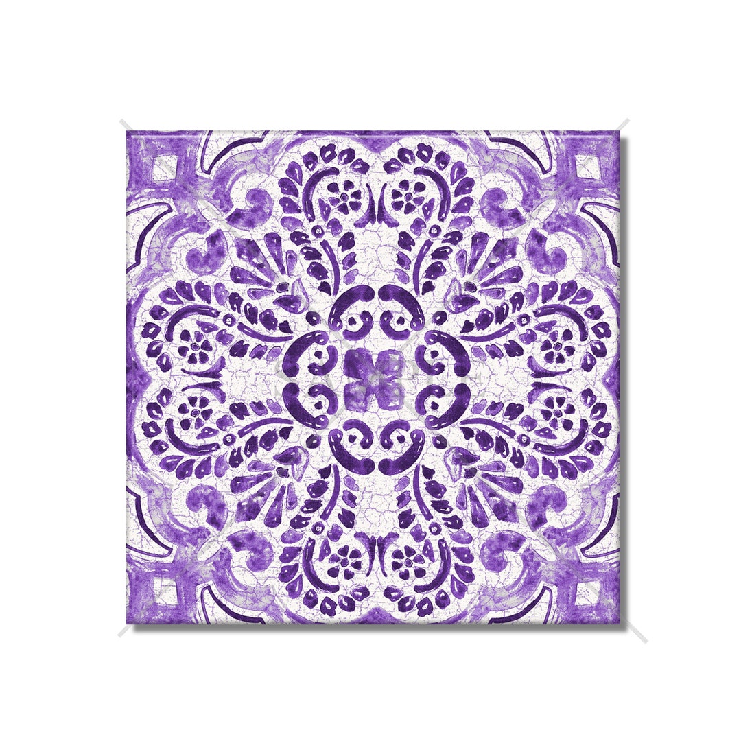 Purple Decorative Medallion Ceramic Tile Vintage Design Ceramic Kitchen ...