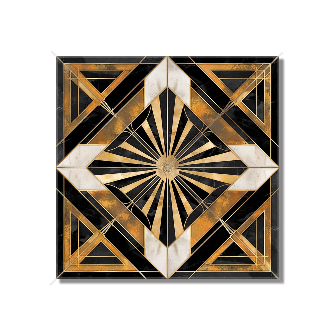 Art Deco Design Ceramic Tile Black and Gold Tones Art Deco Kitchen ...