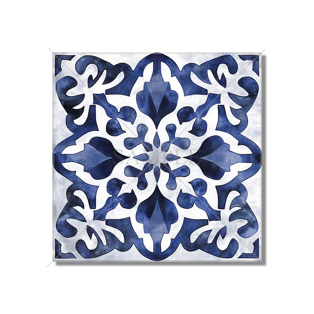 Navy Blue Ceramic Tile - Vintage Moroccan Tile Design - Kitchen ...