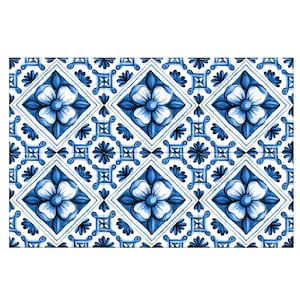 Blue Flower Ceramic Tile - Flower Design Ceramic Tile Kitchen ...