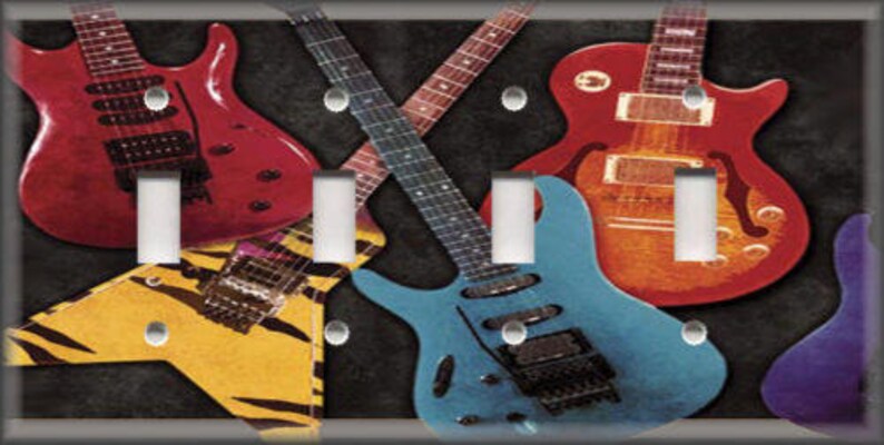 Colorful Electric Guitars Music Room Home Decor Music Decor - Etsy