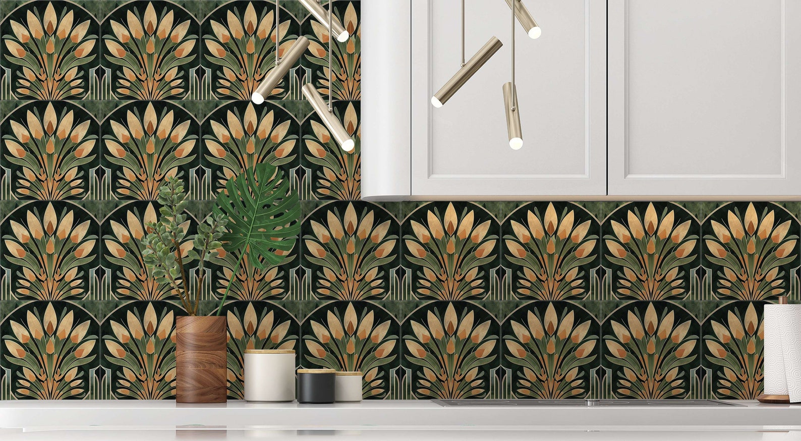 Art Deco Design Ceramic Tile Kitchen Backsplash Tile Vintage Art Deco ...