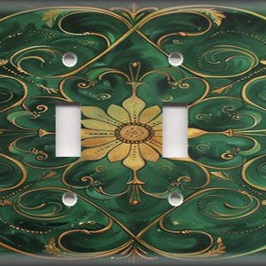Dark Green Metal Switch Plate Covers and Outlet Covers Green Gold ...