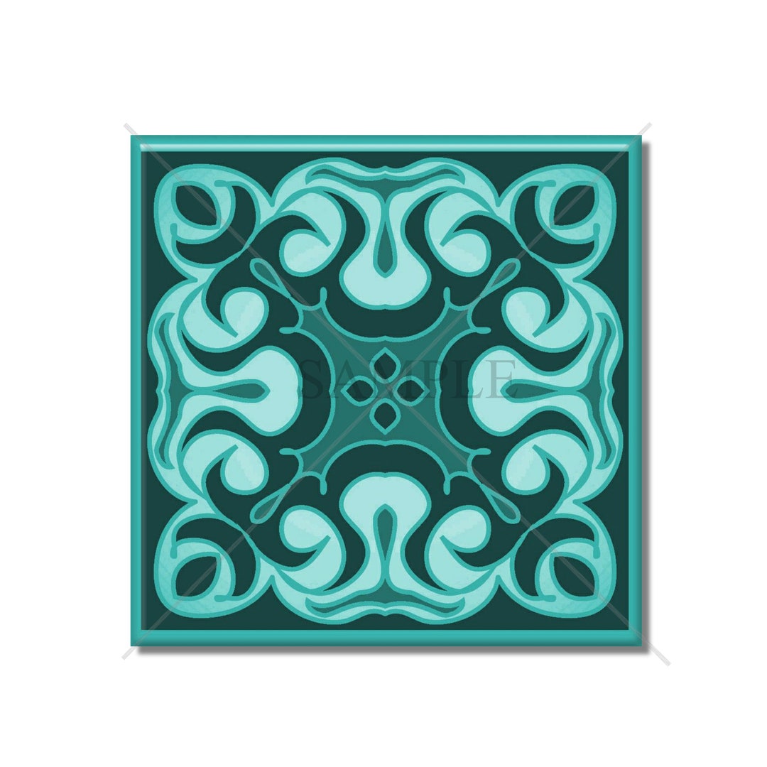 Turquoise Blue Teal Tile Backsplash Tile Unique Ceramic Accent Tile ...