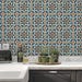 Blue Orange Beige Backsplash Tile Vintage Moroccan Tile Design Kitchen ...
